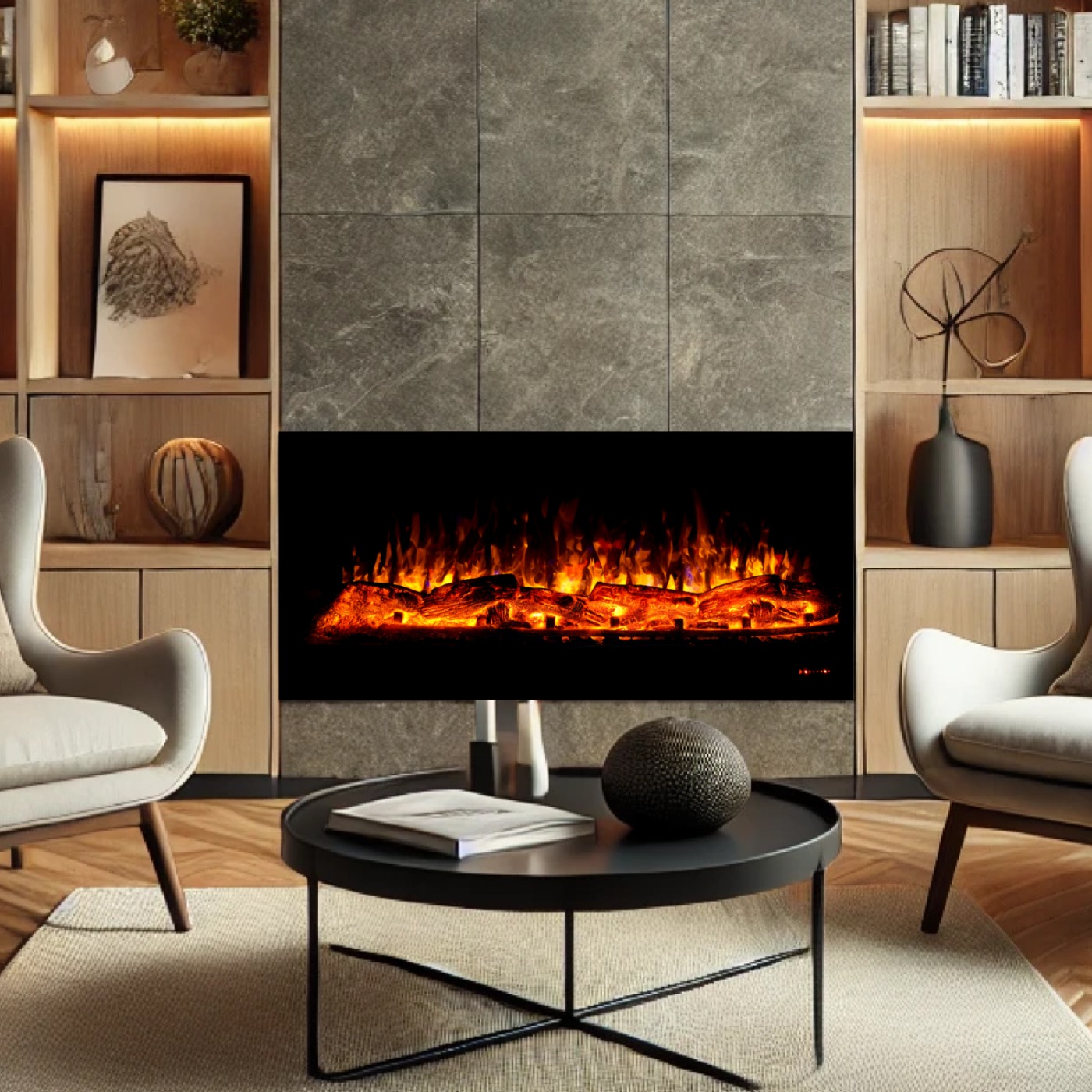 Decorative Electric Fireplace - No Heat, 7-Color Flames