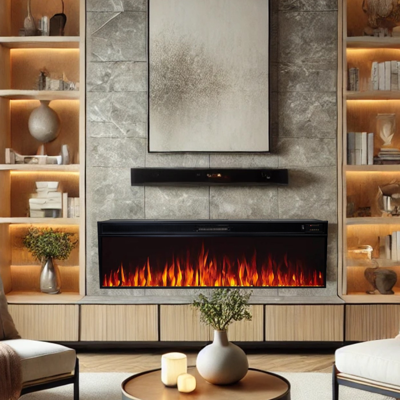 Decorative Electric Fireplace - No Logs, Heat | The India Decor