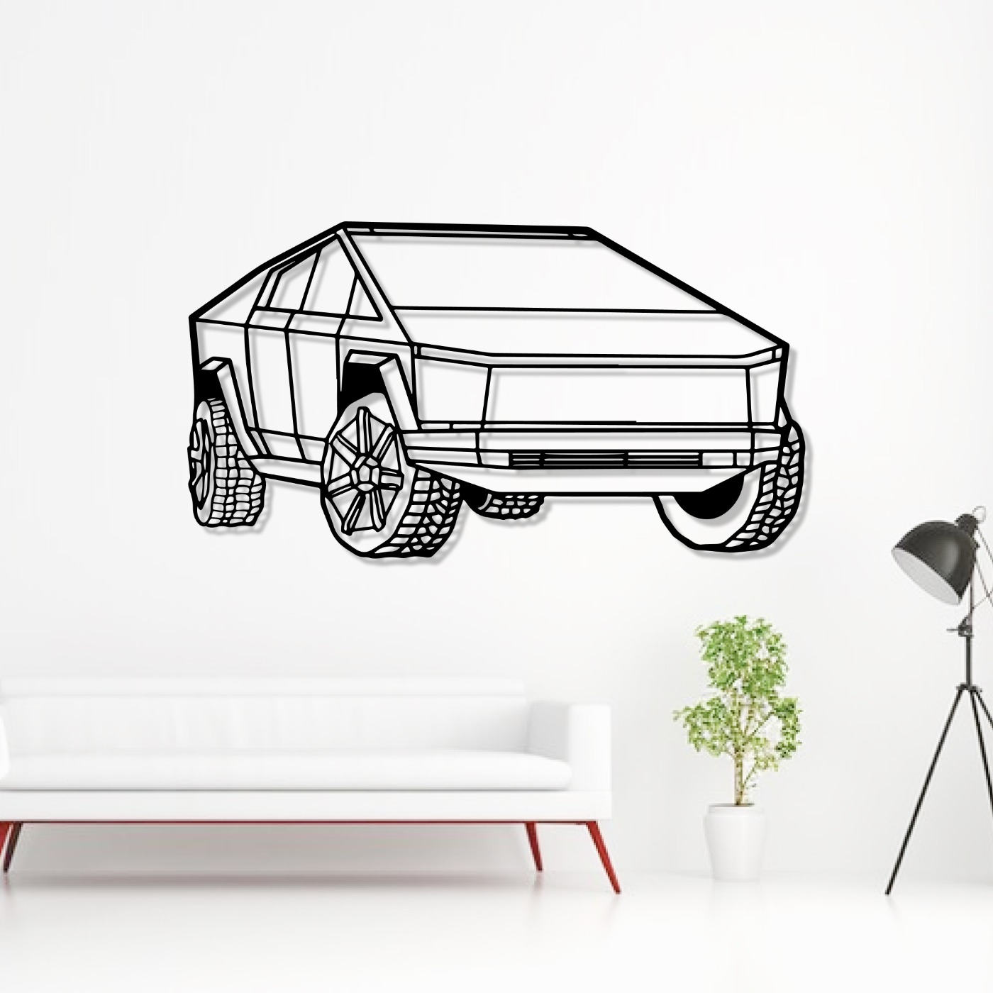 Buy Tesla Cybertruck 2025 Metal Car Wall Art | The India Decor