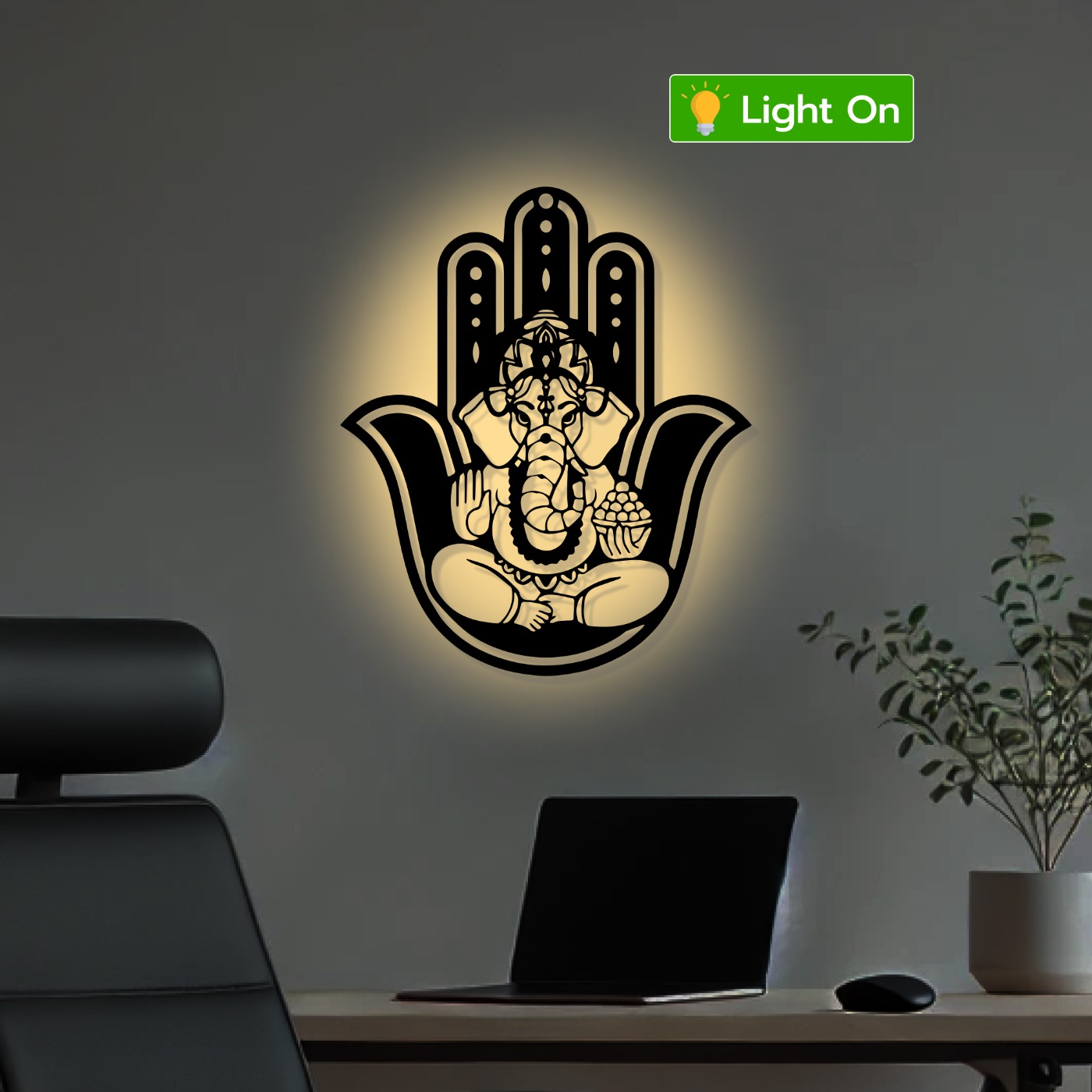 Divine Hamsa Ganesha Wall Art – Spiritual Decor | The India Decor