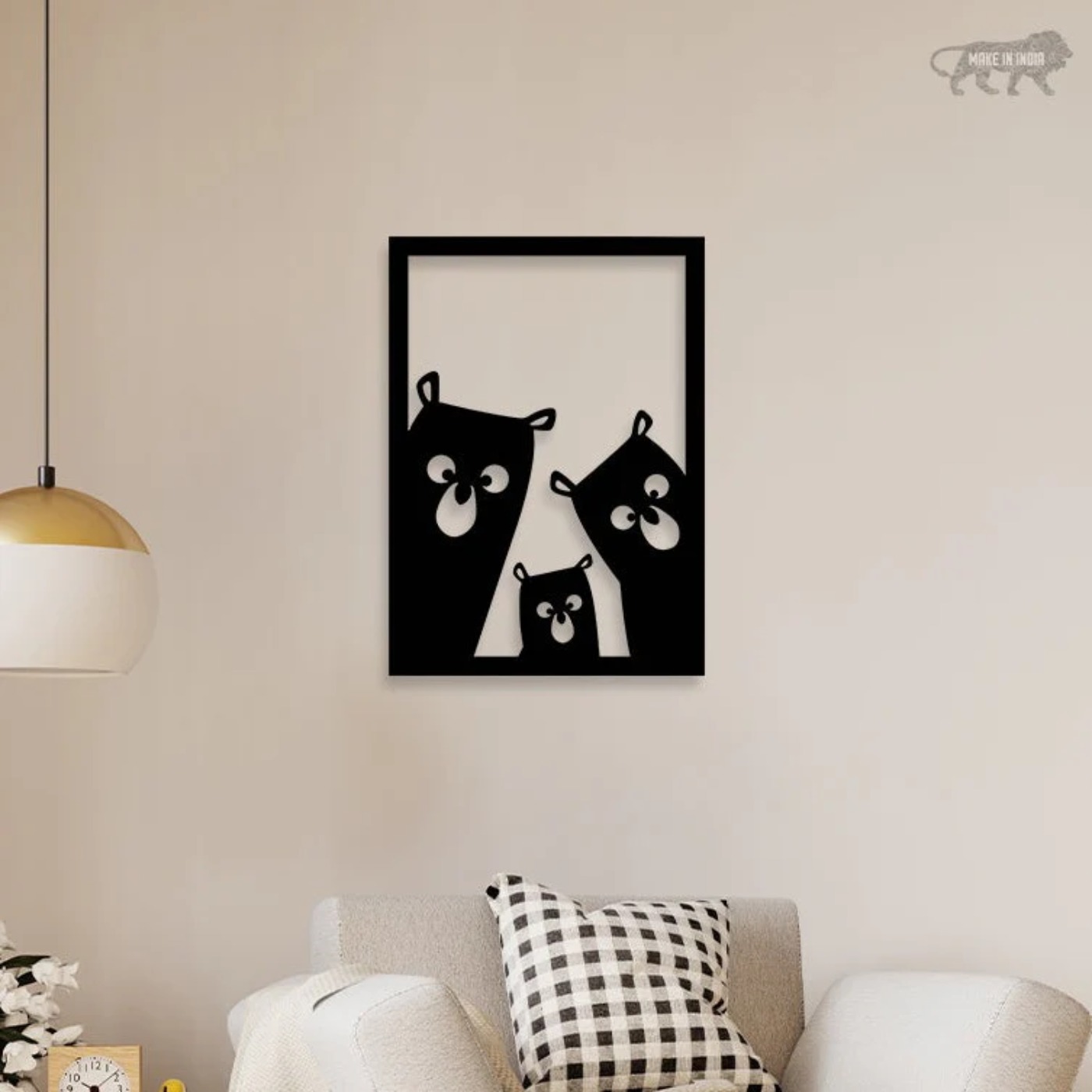 Bear Family Metal Wall Art – Rustic Wildlife Decor for Nature Lovers
